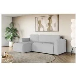 Ecksofa Inosign "Ecksofa Zacharia wahlweise mit Bettfunktion, BxTxH 250x166x86 cm" Sofas Gr. B/H/T: 250 cm x 86 cm x 166 cm, Boucle, Recamiere beidseitig montierbar, mit Bettfuntion und Bettkasten, grau (hellgrau) L-Form mit Wellenunterfederung, Recamiere beidseitig montierbar