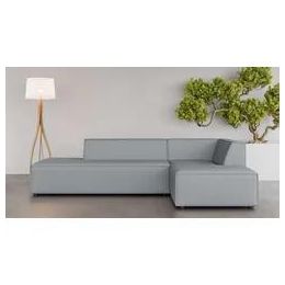 Ecksofa Inosign "Ecksofa Cavan mit Ottomane links oder rechts bestellbar" Sofas Gr. B/H/T: 270cm x 72cm x 180cm, Struktur, Ottomane rechts, grau L-Form mit Wellenunterfederung, Maße BTH: 27018072 cm