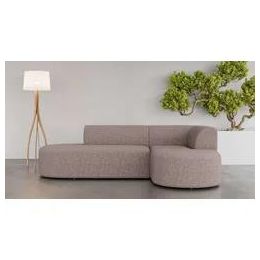 Ecksofa Andas "Ecksofa Tvinne mit Ottomane links oder rechts bestellbar" Sofas Gr. B/H/T: 260cm x 73cm x 170cm, Velours, Ottomane rechts, braun L-Form, mit Wellenunterfederung, BxTxH 260x170x73 cm