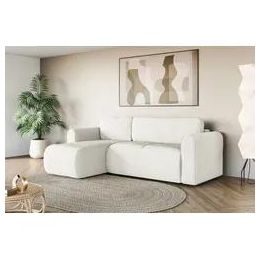 Ecksofa Inosign "Ecksofa Zacharia wahlweise mit Bettfunktion, BxTxH 250x166x86 cm" Sofas Gr. B/H/T: 250cm x 86cm x 166cm, Boucle, Recamiere beidseitig montierbar, ohne Bettfunktion und Bettkasten, beige (creme) L-Form mit Wellenunterfederung, Recamiere beidseitig montierbar