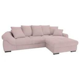 Ecksofa Inosign "Livorno" Sofas Gr. B/H/T: 266cm x 66cm x 188cm, Cord, Recamiere rechts-Bettfunktion links, cord 8626 flamingo inkl. Hochschläfer-Bettauszug, XL-Bettkasten weiß beschichtet