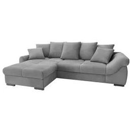 Ecksofa Inosign "Livorno DuraFlex" Sofas Gr. B/H/T: 266cm x 66cm x 188cm, Microfaser, Recamiere links-Bettfunktion rechts, grau (memphis 20 stone) inkl. Hochschläfer-Bettauszug, XL-Bettkasten weiß beschichtet