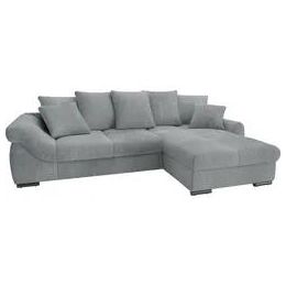 Ecksofa Inosign "Livorno DuraFlex" Sofas Gr. B/H/T: 266cm x 66cm x 188cm, Velours, Recamiere rechts-Bettfunktion links, silberfarben (dolce 14 silber) inkl. Hochschläfer-Bettauszug, XL-Bettkasten weiß beschichtet