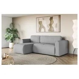 Ecksofa Inosign "Ecksofa Zacharia wahlweise mit Bettfunktion, BxTxH 250x166x86 cm" Sofas Gr. B/H/T: 250cm x 86cm x 166cm, Struktur, Recamiere beidseitig montierbar, ohne Bettfunktion und Bettkasten, grau (hellgrau) L-Form mit Wellenunterfederung, Recamiere beidseitig montierbar