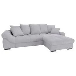 Ecksofa Inosign "Livorno DuraFlex" Sofas Gr. B/H/T: 266cm x 66cm x 188cm, Cord, Recamiere rechts-Bettfunktion links, grau (stripes 8637 warm grau) inkl. Hochschläfer-Bettauszug, XL-Bettkasten weiß beschichtet