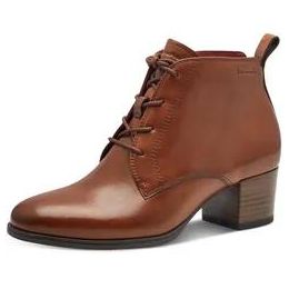 Ankleboots Tamaris Gr. 40, braun (cognac) Damen Schuhe Blockabsatz, Schnürstiefelette, Bussinessschuh mit Logoprägungen