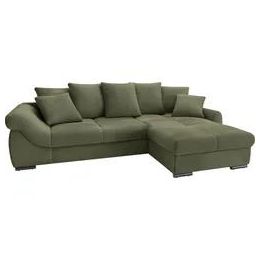 Ecksofa Inosign "Livorno DuraFlex" Sofas Gr. B/H/T: 266cm x 66cm x 188cm, Microfaser, Recamiere rechts-Bettfunktion links, grün (memphis 12 green) inkl. Hochschläfer-Bettauszug, XL-Bettkasten weiß beschichtet