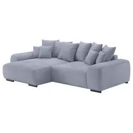 Ecksofa Home Affaire "Sundance" Sofas Gr. B/H/T: 318 cm x 92 cm x 188 cm, Microfaser 1, Recamiere links, blau (memphis 1676 blue grey) Dauerschläfer mit EasyBett-Schlaffunktion, Bettkasten und Topper