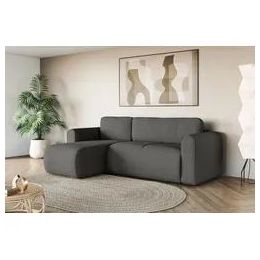 Ecksofa Inosign "Ecksofa Zacharia wahlweise mit Bettfunktion, BxTxH 250x166x86 cm" Sofas Gr. B/H/T: 250cm x 86cm x 166cm, Struktur, Recamiere beidseitig montierbar, ohne Bettfunktion und Bettkasten, grau (dunkelgrau) L-Form mit Wellenunterfederung, Recamiere beidseitig montierbar