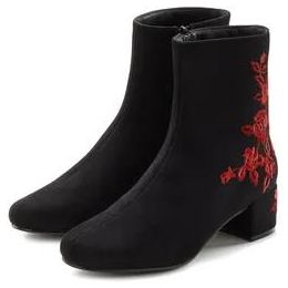 Stiefelette Lascana Gr. 43, schwarz Damen Schuhe mit floralem Muster, Stiefel, Boots VEGAN