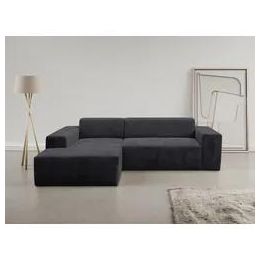 Ecksofa Inosign "Zeus-L" Sofas Gr. B/H/T: 253cm x 70cm x 188cm, Chenille, Ottomane links, grau (anthrazit) Curvy Trend Ecksofa mit urbaner Optik