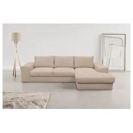 Ecksofa WERK2 "Rozzana" Sofas Gr. B/H/T: 280cm x 86cm x 190cm, Plüsch 16490, Ottomane rechts, beige Design Ecksofa mit hohem Komfort in trendig-weichem Cord & Breitcord