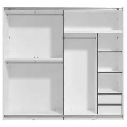 Schwebetürenschrank Home Affaire "Belfort, Kleiderschrank mit Spiegel, 3verschiedene Ausstattungen innen" Schränke Gr. B/H/T: 220cm x 205cm x 61cm, Comfort, 2 St., Komplettausführung, weiß (cashmere) 2 Schiebetüren, 220x61x205cm FSC-zertifiziert, Trendfarbe cashmere