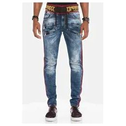 Cipo & Baxx Slim-fit-Jeans CIPO & BAXX "Jeans" Gr. 28, Länge 32, blau Herren Jeans mit Kordelbund in Slim Fit, CD-504