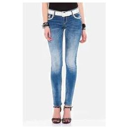 Cipo & Baxx Slim-fit-Jeans CIPO & BAXX "Jeans" Gr. 28, Länge 34, blau Damen Jeans