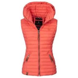 Steppweste Navahoo "Shadaa" Gr. XXL (44), rot (coral) Damen Westen stylische ärmellose Weste mit Kapuze