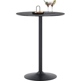 Bartisch SET ONE BY Musterring "Salinas" Tische Gr. B/H/T: 80 cm x 105 cm x 80 cm, fairbanks schwarz, matt schwarz Trompeten-Säule in Platte aus Glas-Keramik, Höhe 105 cm