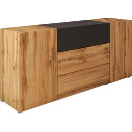 Sideboard Inosign "BERLIN" Sideboards Gr. B/H/T: 150 cm x 66,3 cm x 39,0 cm, 3 St., schwarz (eichefarben wotan, graphit schwarz) Moderne grifflose Kommode Breite 150 cm, 4 Schubkästen 2 Türen