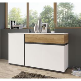 Sideboard Inosign "Novena" Sideboards Gr. B/H/T: 154,8 cm x 87,6 cm x 40 cm, 1 St., bunt (alpinweiß, catania eiche, schwarz) Breite 155 cm