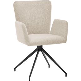 Esszimmerstuhl "El Paso", beige (creme, matt schwarz), B:57cm H:86cm T:62cm, Stoff, SET ONE BY Musterring, Stühle, Stativgestell drehbar, verschiedene Farben, Maße B58 x H86 x T62 cm