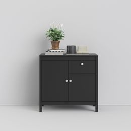 Sideboard Home Affaire "Madrid, Aufbewahrung, Schubladenschrank, Sideboard" Sideboards Gr. B/H/T: 82,1cm x 79,7cm x 38,4cm,, schwarz (schwarz matt) mit 2 Türen und Schublade, Breite 82 cm, Höhe 80 cm