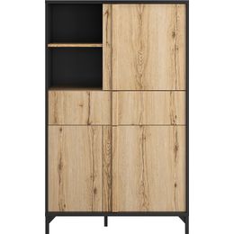 Highboard GAMI "Esteban" Sideboards Gr. B/H/T: 94 cm x 153 cm x 41 cm, 1 St., schwarz (schwarz, eiche helvezia, helvezia) Vier Regale