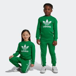 Trainingsanzug adidas originals "TREFOIL CREW SE" Gr. 116, grün Kinder Sportanzüge