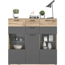 Highboard Inosign "Riga" Sideboards Gr. B/H/T: 140 cm x 134 cm x 37 cm, 2 St., braun (nox oak nb, basalt grau nb) Breite 40 cm