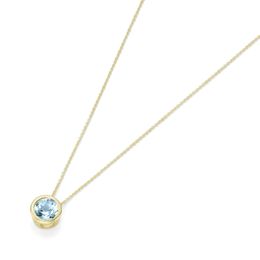 Collier Luigi Merano "Anhänger mit Blautopas, Gold 375" Halsketten Gr. 45 cm, Gelbgold 375, blau (hellblau) Damen