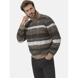 Rollkragenpullover Babista "Pullover VERONZA", Herren, Gr. 52, beige (beige gestreift), Obermaterial: 50% Wolle WO. 50% Polyacryl PAN., gestreift, casual, normal, ohne Ausschnitt, Langarm, Pullover, aus hochwertiger Merinowolle