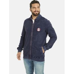 Sweatjacke Jan Vanderstorm "Sweatjacke DIETBERT" Gr. XXL, blau (dunkelblau) Herren Sweatjacken mit aufgestelltem Kragen