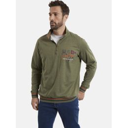 Sweatshirt Jan Vanderstorm "Sweatshirt THORBEN", Herren, Gr. L, grün (khaki melange), Obermaterial: 60% Baumwolle CO. 40% Polyester PES., casual, normal, ohne Ausschnitt, Sweatshirts