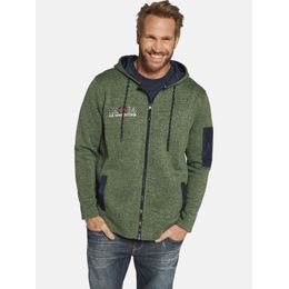 Kapuzensweatjacke Jan Vanderstorm "Fleecejacke ASVA" Gr. XXL, grün (grün melange) Herren Sweatjacken