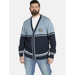 Strickjacke CHARLES COLBY "Strickjacke DUKE BRAYMEN" Gr. 5XL, blau (blau gestreift) Herren Strickjacken