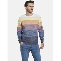 Rundhalspullover Babista "Pullover CARIENO" Gr. L, bunt (orange blau gestreift) Herren Pullover im Colorblocking-Stil