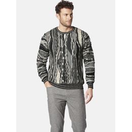 Rundhalspullover Babista "Pullover FABISANTO", Herren, Gr. L, grau (dunkelgrau gemustert), Obermaterial: 55% Polyacryl PAN. 40% Schurwolle WV. 5% Polyamid ECONYL PA ECONYL., gemustert, casual, normal, Rundhals, Langarm, Pullover, mit 3D-Muster