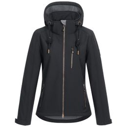 Softshelljacke DEPROC Active "PEAK CREEK WOMEN", Damen, Gr. 36/38 (M), schwarz, 96% Polyester; 4% Elasthan, sportlich, körpernah, Langarm gerader Abschluss mit Gummizug, Jacken, mit abnehmbarer Kapuze