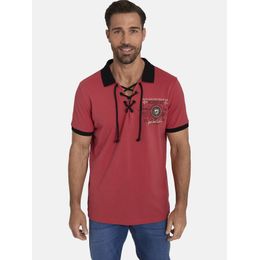 Poloshirt Jan Vanderstorm "Doppelpack Poloshirt ELJAR", Herren, Gr. L, rot (beige hellrot), Obermaterial: 100% Baumwolle., casual, comfort fit normal, ohne Ausschnitt, Shirts, mit lässigen Saumschlitzen