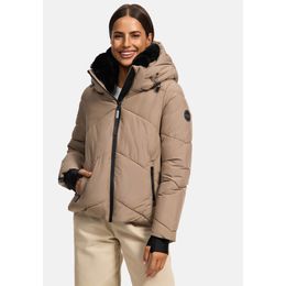 Winterjacke Marikoo "Simaraa", Damen, Gr. S, grau (taupe grau), Obermaterial: 100% Polyester; Innenseite: 100% Polyester; Fellimitat: 100% Polyester, Jacken, mit abnehmbarem Kunstfellkragen