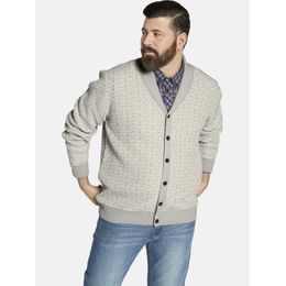 Strickjacke CHARLES COLBY "Strickjacke DUKE OSIAN" Gr. XXL, grau (hellgrau gemustert) Herren Strickjacken