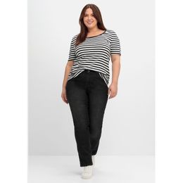 Stretch-Jeans sheego "Große Größen" Gr. 40, Normalgrößen, schwarz (black denim) Damen Jeans mit funktionellen TruTemp365 Fasern