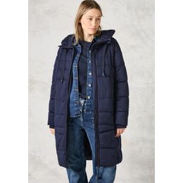 Steppmantel Cecil, Damen, Gr. XS (36), blau (schwarz navy blau), Stoff, 100% Polyester, unifarben, casual, normal lang, ohne Ausschnitt, Langarm Bündchen, Mäntel, mit Kapuze