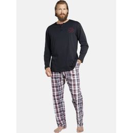 Schlafanzug Jan Vanderstorm "3 tlg. HELIMAR" Gr. XXL, bunt (dunkelblau dunkelrot) Herren Homewear-Sets