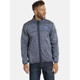 Sweatjacke Jan Vanderstorm "Strickfleecejacke KOLMUND" Gr. L, blau (dunkelblau) Herren Sweatjacken