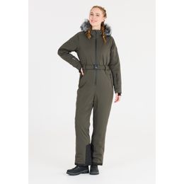 Skianzug WHISTLER "Courtney", Damen, Gr. 36, grau (dunkelgrau), 94% Polyester, 6% Elasthan, unifarben, Sportanzüge, mit wind- und wasserdichtem Funktionsmaterial