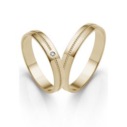 Trauring Firetti "Schmuck Geschenk Gold 375 Hochzeit Ehering "LIEBE"" Fingerringe Gr. 50, 0,001 ct SI = kleine Einschlüsse mit Brillant, Gelbgold 585, 3,5 mm, goldfarben (gelbgoldfarben) Made in Germany, wahlweise mit oder ohne Brillant