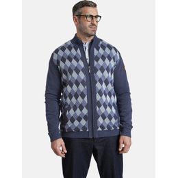 Strickjacke CHARLES COLBY "Outdoor DUKE PHIL" Gr. XXL, blau (dunkelblau gemustert) Herren Strickjacken