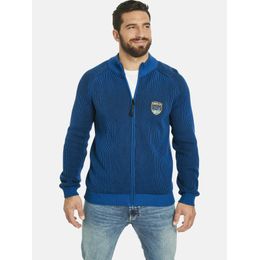 Strickjacke Jan Vanderstorm "Strickjacke VERMUNDUR" Gr. L, blau (royal blau) Herren Strickjacken in ansprechender Rippoptik