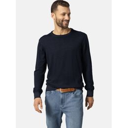 Rundhalspullover Babista "Pullover VISTUNO", Herren, Gr. 50, blau (dunkelblau melange), Obermaterial: 100% Wolle WO., unifarben, casual, normal, Rundhals, Langarm, Pullover, aus feinster Merinowolle