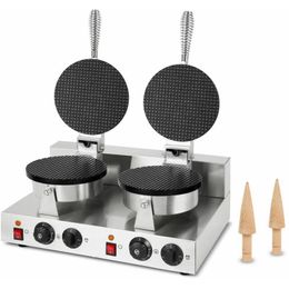 Vertes - Waffeleisen doppelt, Hörncheneisen für Eiswaffeln, 48 Stück pro Std., Kegel, regelbar 0-300°C, Timer, teflonbeschichtet, Gusseisen